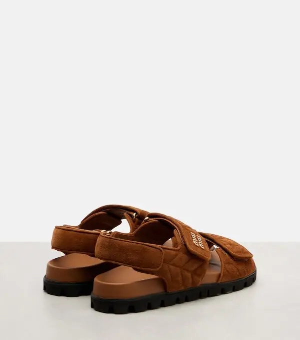 Miu Miu Quilted Suede Sandals