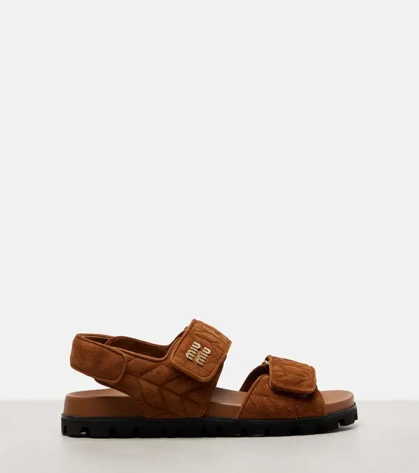Miu Miu Quilted Suede Sandals