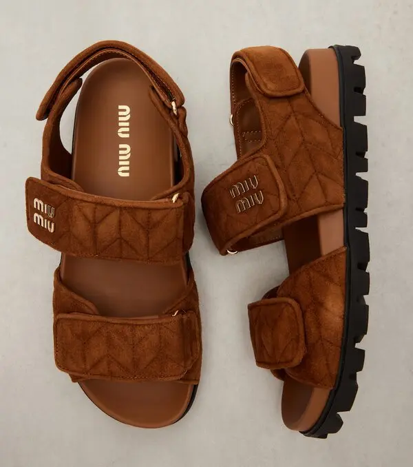 Miu Miu Quilted Suede Sandals