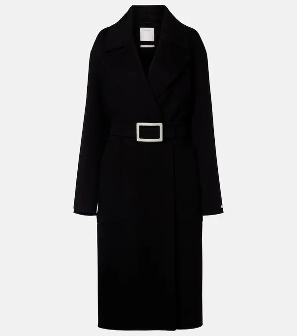 Sportmax Belted Virgin Wool Wrap Coat - Black