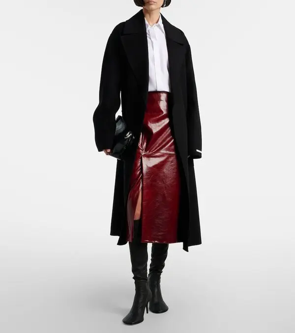 Sportmax Belted Virgin Wool Wrap Coat - Black