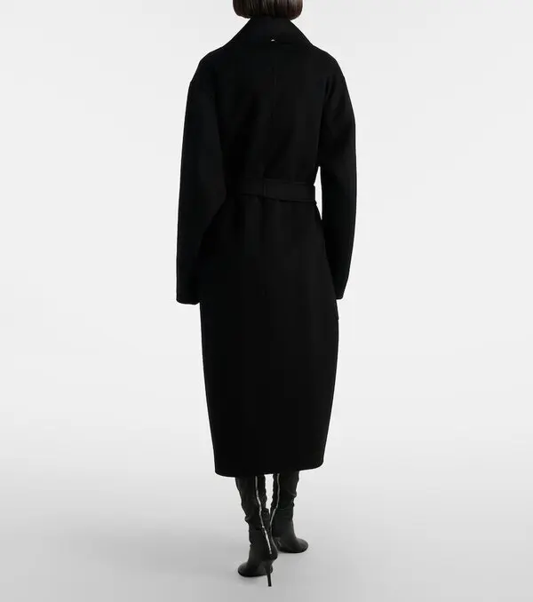 Sportmax Belted Virgin Wool Wrap Coat - Black