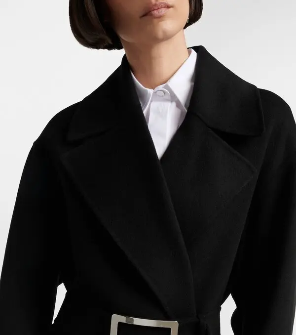 Sportmax Belted Virgin Wool Wrap Coat - Black