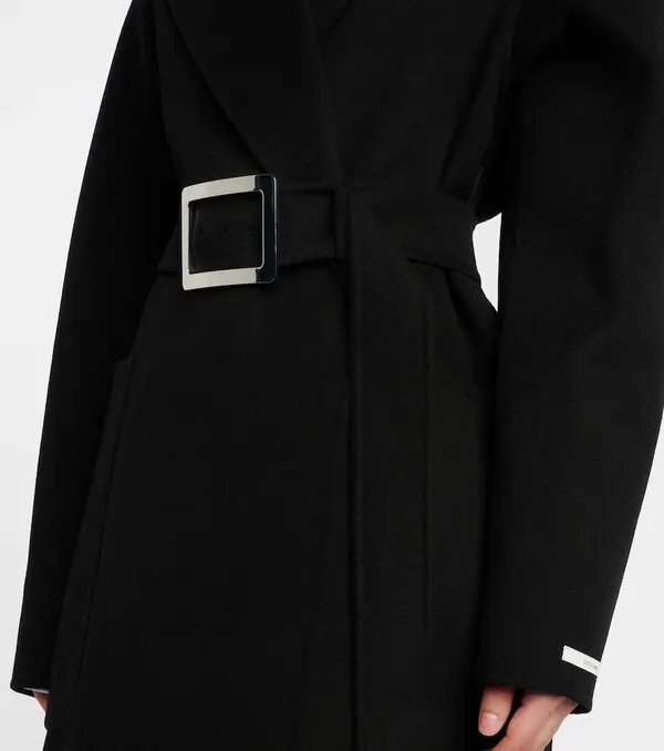 Sportmax Belted Virgin Wool Wrap Coat - Black