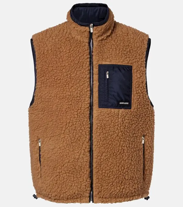 Miu Miu Wool-blend Teddy Down Vest - Brown