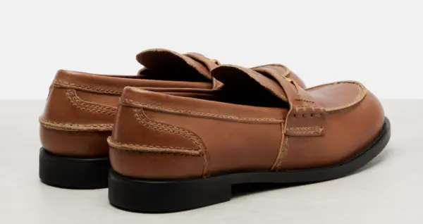 Miu Miu Leather Penny Loafers - Brown