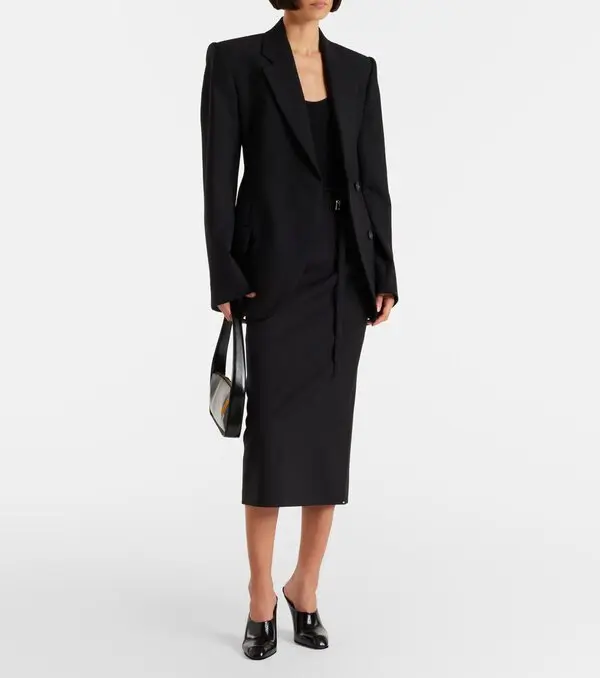 Sportmax High-rise Virgin Wool Midi Skirt With Belt