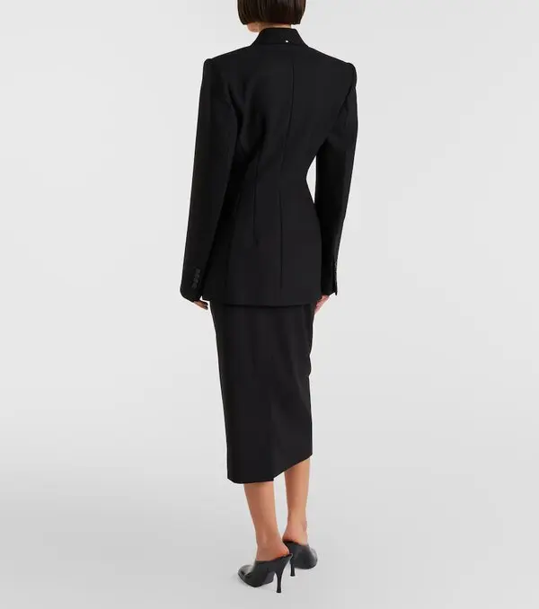 Sportmax High-rise Virgin Wool Midi Skirt With Belt