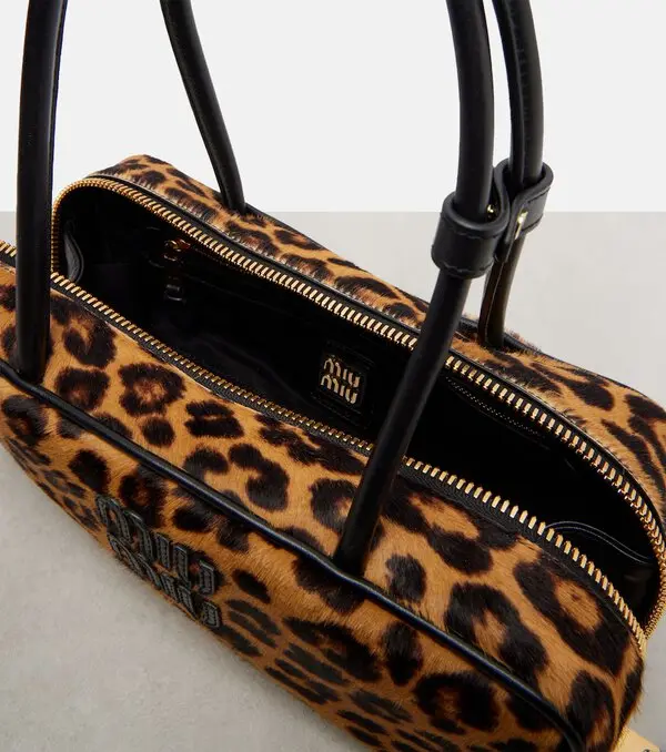 Miu Miu Leopard-print Calf Hair Shoulder Bag - Brown