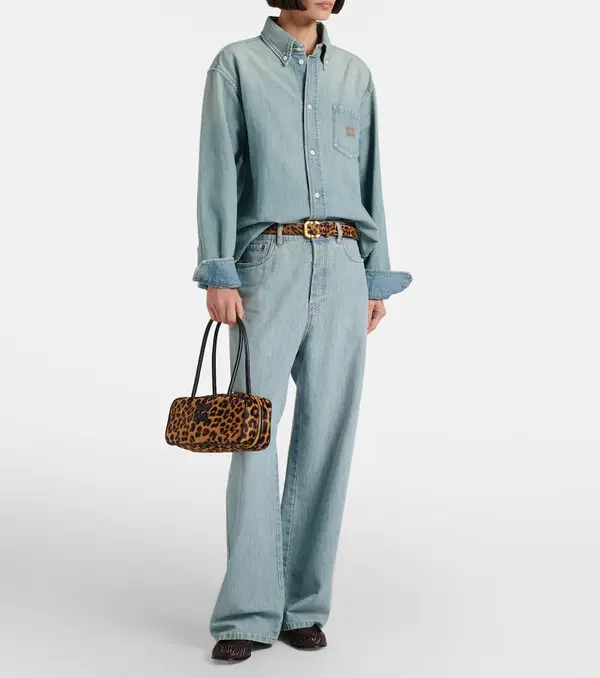 Miu Miu Leopard-print Calf Hair Shoulder Bag - Brown