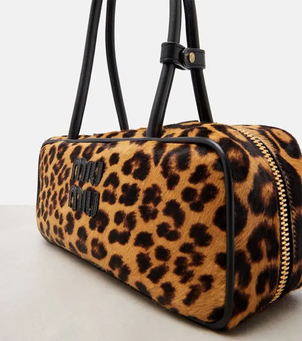 Miu Miu Leopard-print Calf Hair Shoulder Bag - Brown