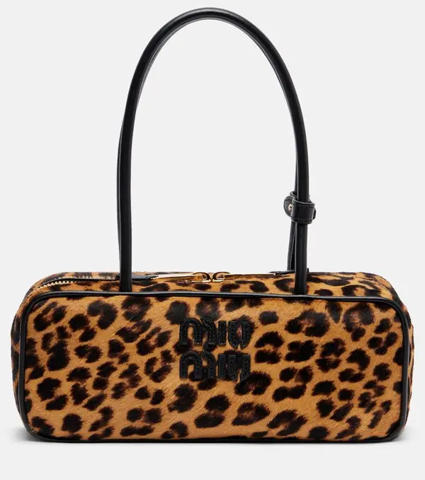 Miu Miu Leopard-print Calf Hair Shoulder Bag - Brown
