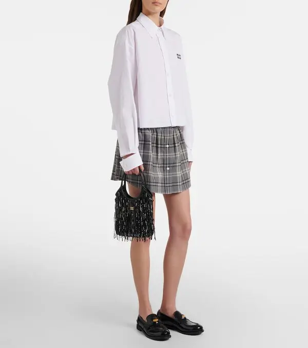Miu Miu Embellished Fringed Satin Shopper