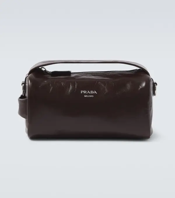 Prada Lamb Leather Tote Bag - Brown