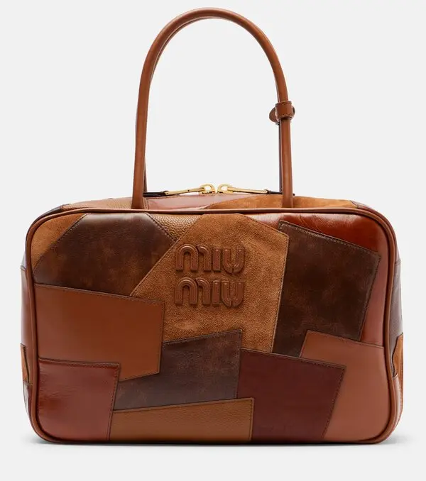Miu Miu Patchwork Leather Tote - Brown