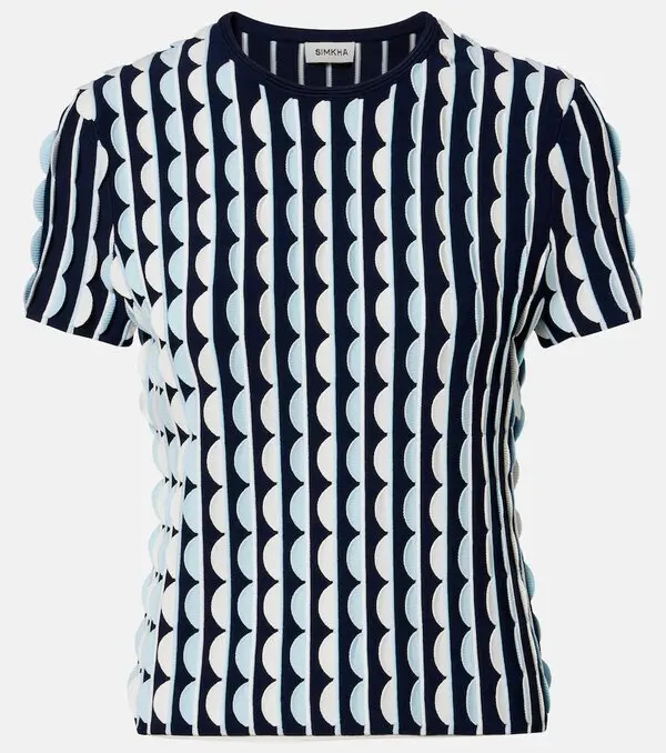 Simkhai Kendra Knitted Scalloped Top - Blue