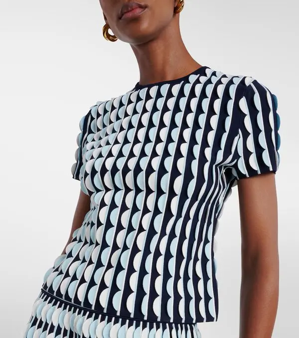 Simkhai Kendra Knitted Scalloped Top - Blue