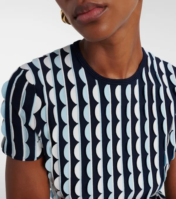 Simkhai Kendra Knitted Scalloped Top - Blue