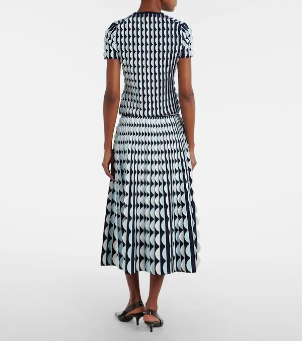 Simkhai Micah Knitted Scalloped Midi Skirt - Blue