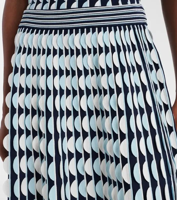 Simkhai Micah Knitted Scalloped Midi Skirt - Blue