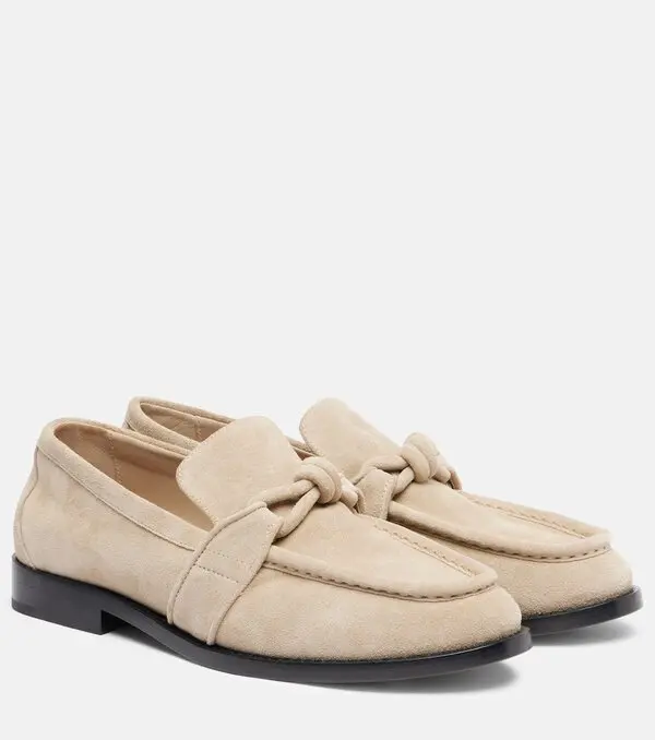 Bottega Veneta Astaire Knot Suede Loafers - Beige
