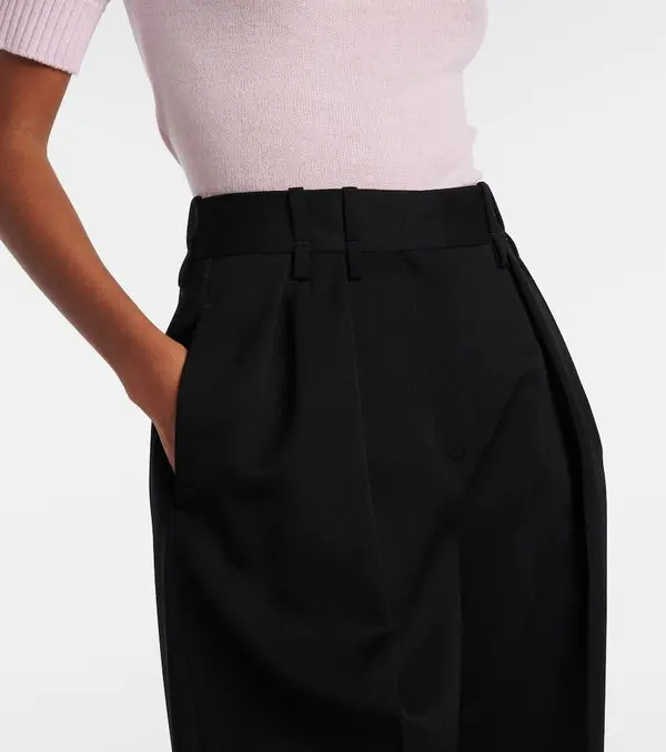 JIL SANDER Wool Wide-leg Pants - Black