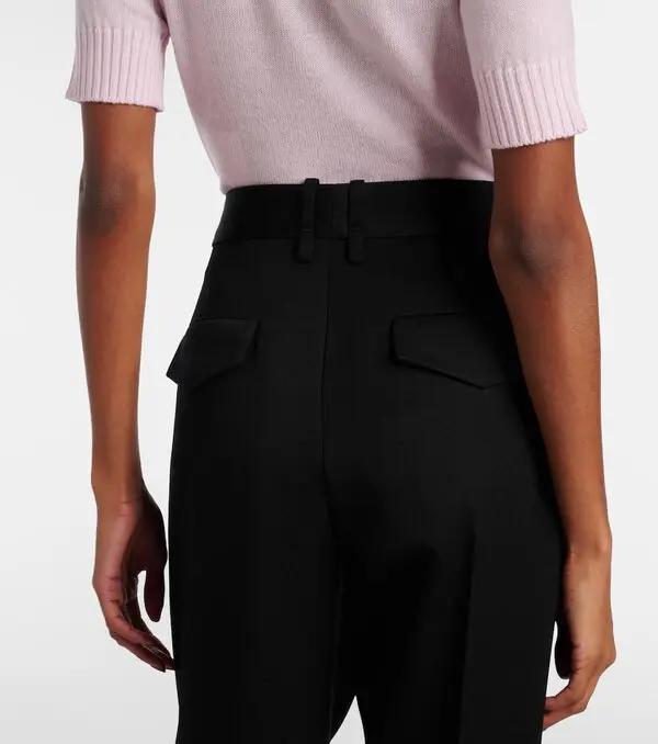 JIL SANDER Wool Wide-leg Pants - Black