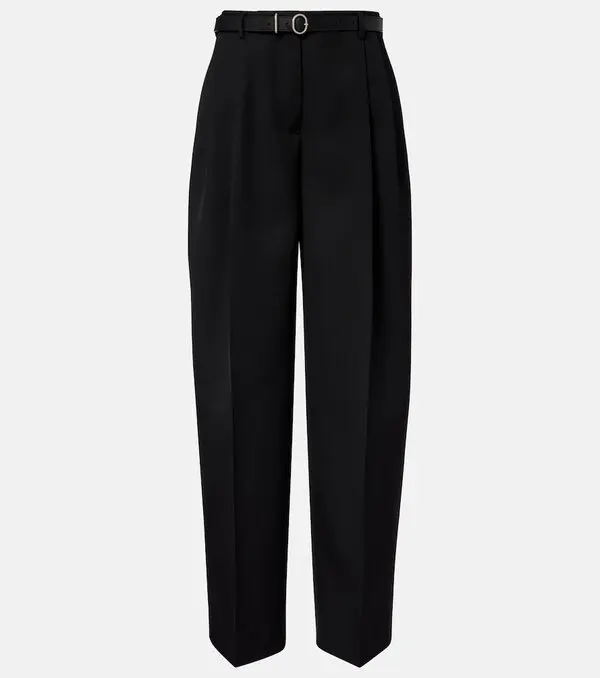 JIL SANDER Wool Wide-leg Pants - Black