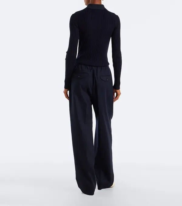 JIL SANDER Wool Wide-leg Trousers - Blue