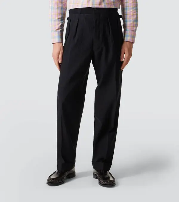 Prada Pinstriped Pleated Wool-blend Pants