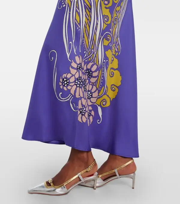 La DoubleJ Printed Silk Satin Maxi Skirt