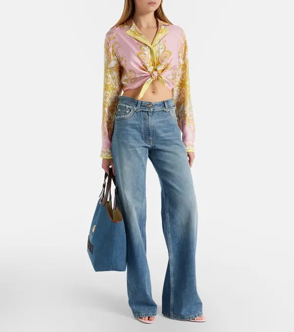 Versace La Medusa Denim Tote Bag - Blue
