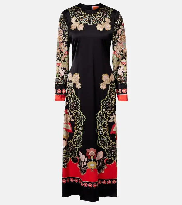 La DoubleJ Cornucopia Placée Ruffled Midi Dress - Black