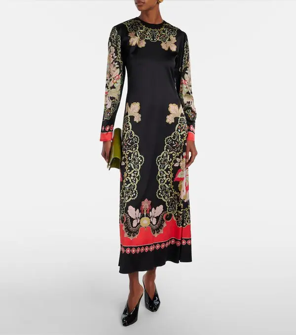 La DoubleJ Cornucopia Placée Ruffled Midi Dress - Black