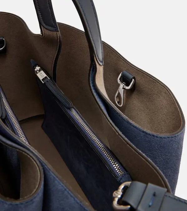 TOD'S Small Suede Tote Bag - Blue