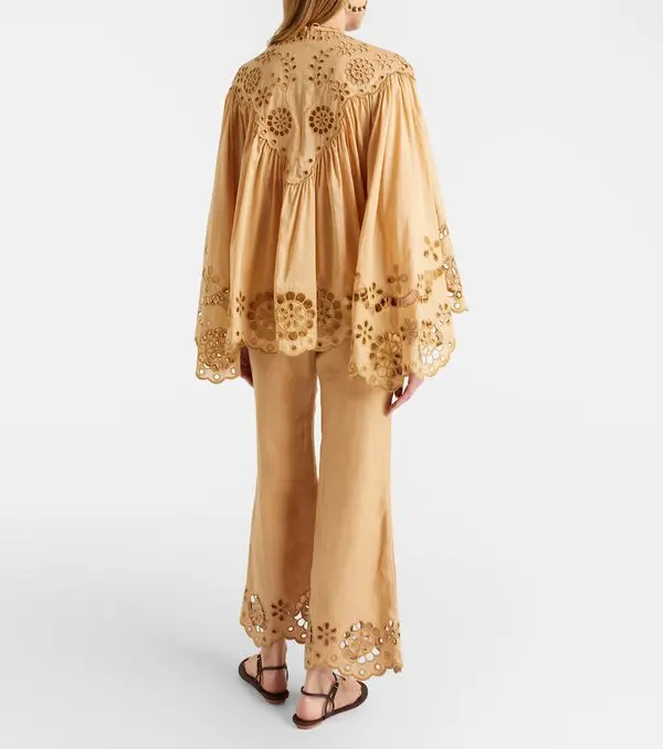 Zimmermann Awaken Linen Cropped Flared Pants - Beige