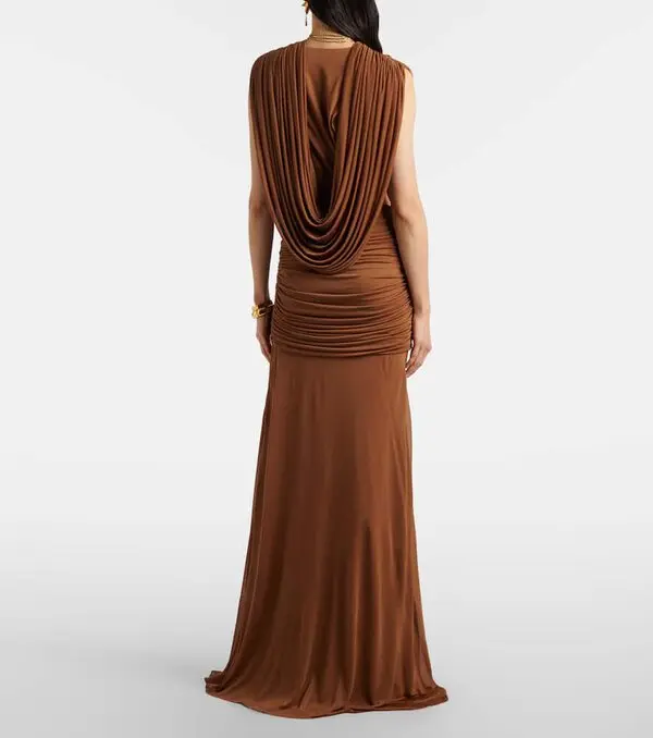 Christopher Esber Ripple Draped Jersey Gown - Brown