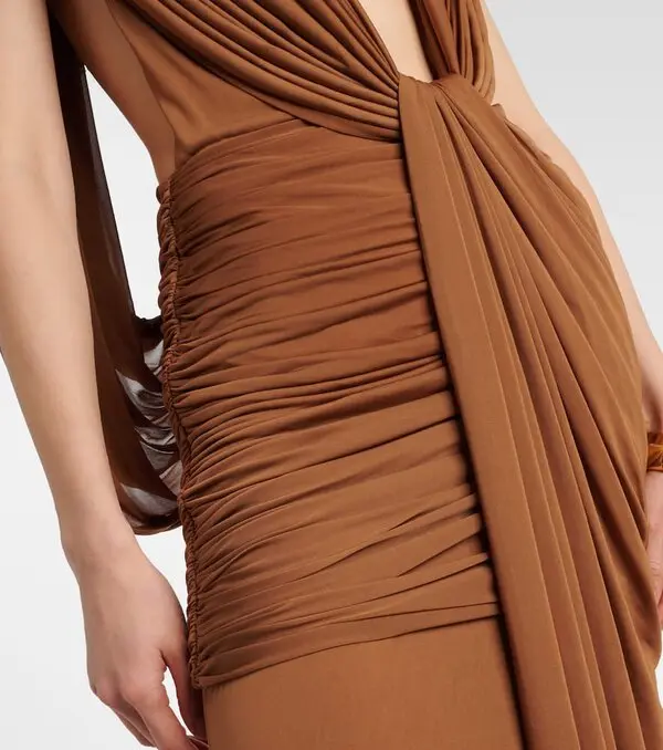 Christopher Esber Ripple Draped Jersey Gown - Brown