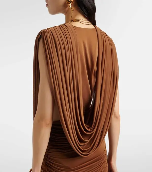 Christopher Esber Ripple Draped Jersey Gown - Brown