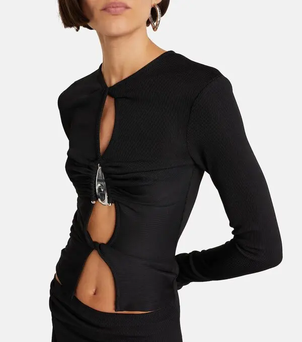 Christopher Esber Cutout Ribbed-knit Top - Black