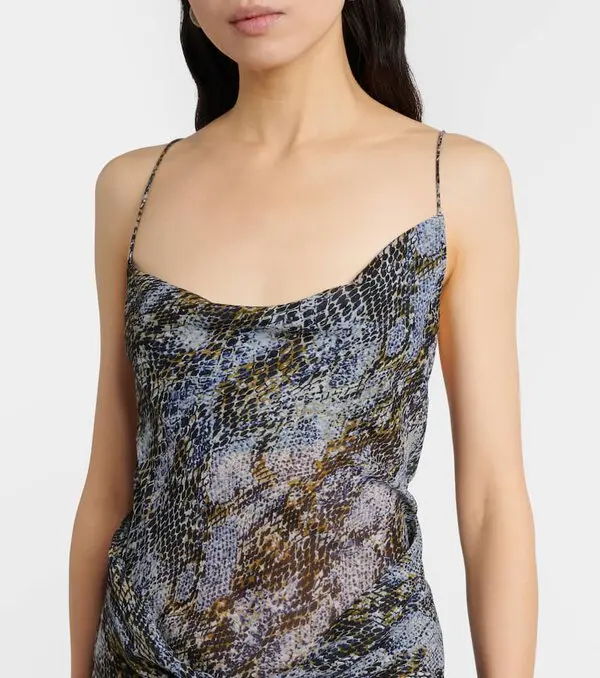 Christopher Esber Snake-print Draped Silk Maxi Dress
