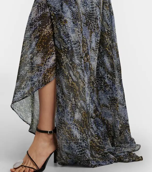 Christopher Esber Snake-print Draped Silk Maxi Dress