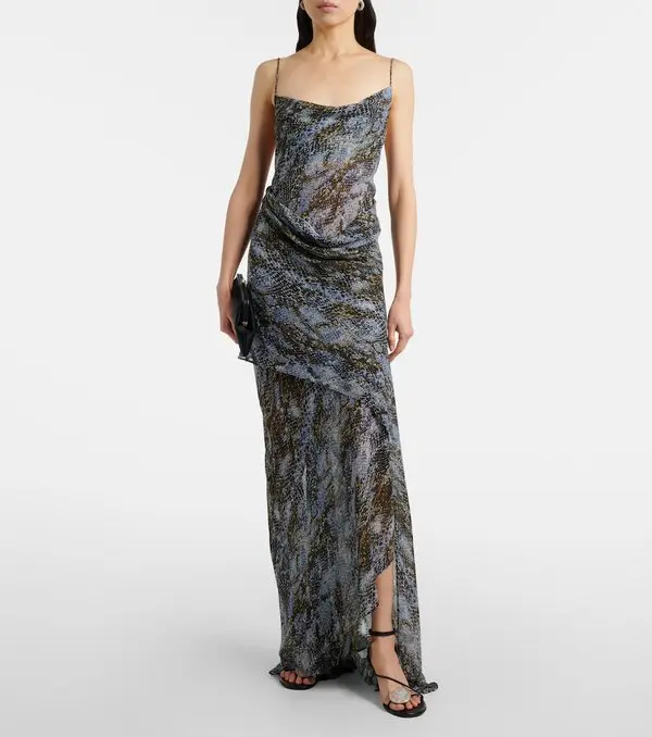 Christopher Esber Snake-print Draped Silk Maxi Dress - Multicoloured