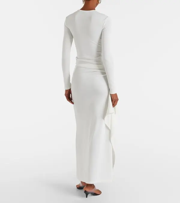 Christopher Esber Ribbed-knit Draped Maxi Skirt - White