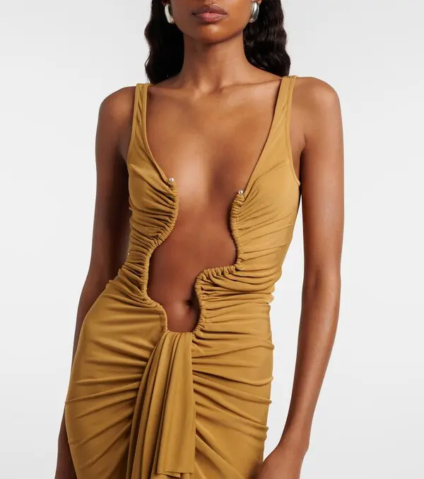 Christopher Esber Salacia Cutout Draped Maxi Dress - Beige