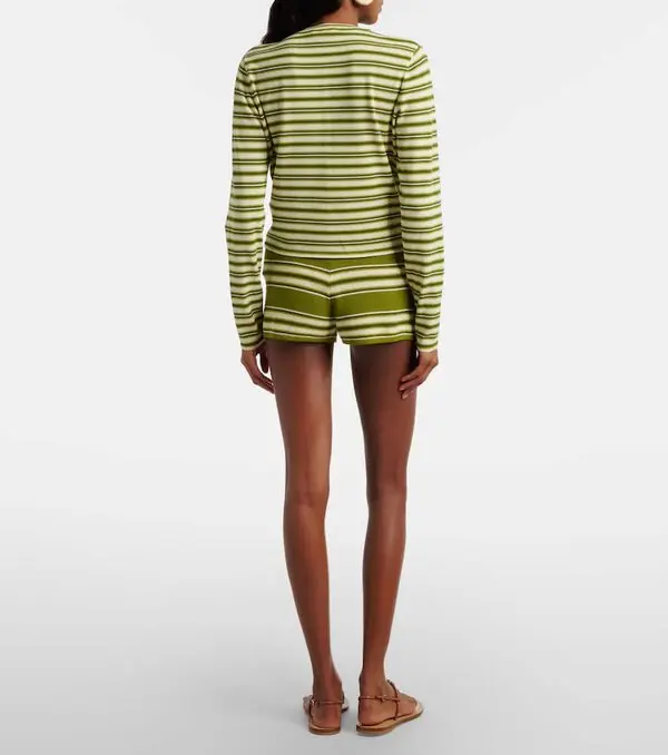 Faithfull The Brand Playa Striped Cotton-blend Shorts - Green