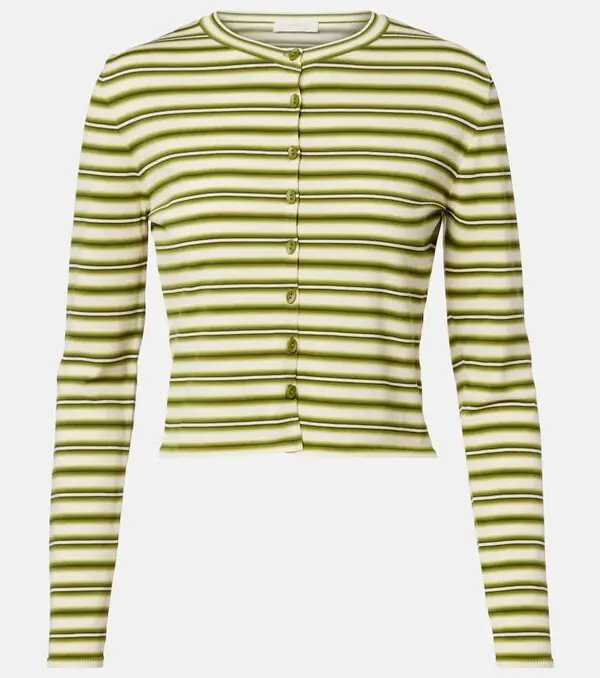 Faithfull The Brand Cinta Striped Cotton-blend Cardigan - Green