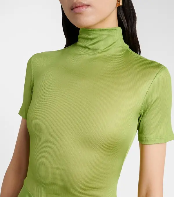 Christopher Esber Fusion Gathered Ribbed-knit Gown - Green
