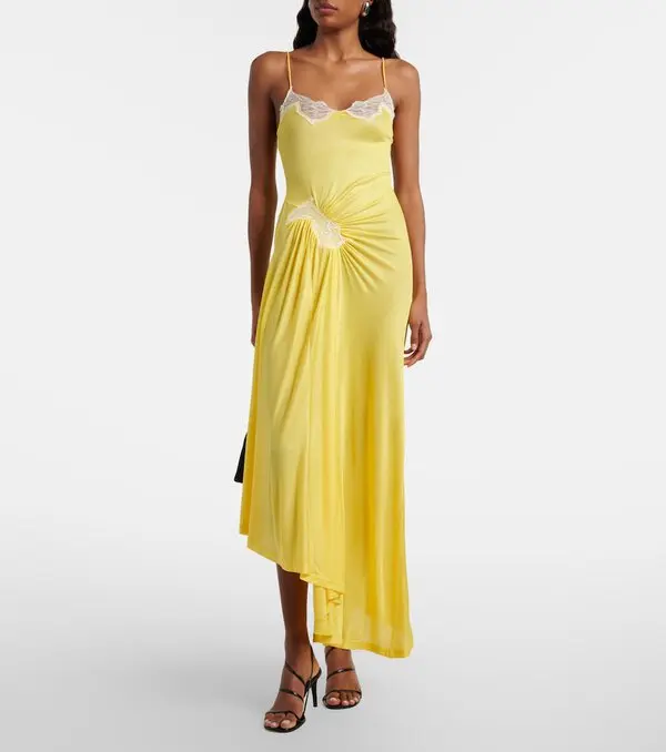 Christopher Esber Cami Lace-trimmed Ribbed-knit Dress