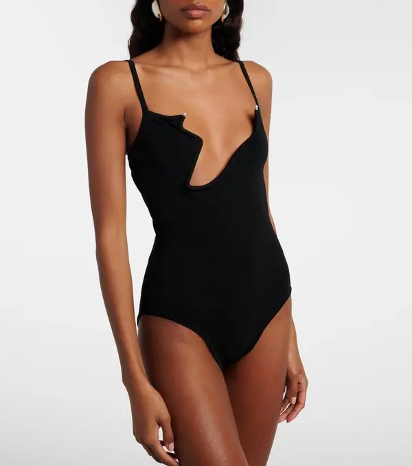 Christopher Esber Odessa Cutout Embellished Ribbed-knit Bodysuit - Black